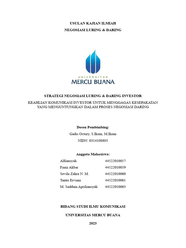 Makalah UAS Negosiasi Kelompok 7 | PDF