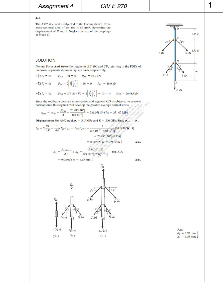 CIV E270 - Assignment No. 4 SOLUTIONS | PDF