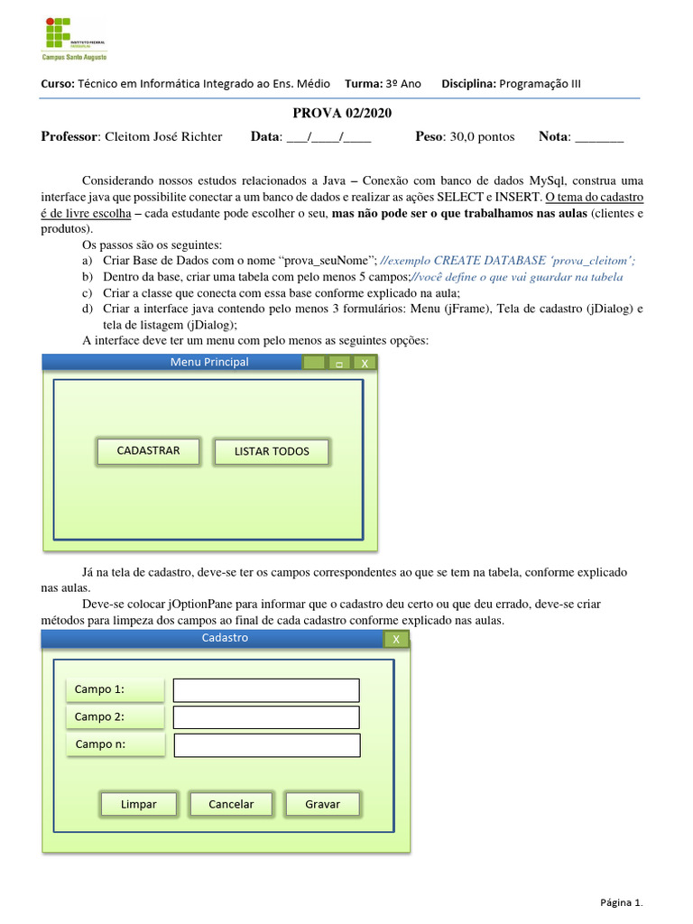 Prova 02 Prog III 2020 | PDF