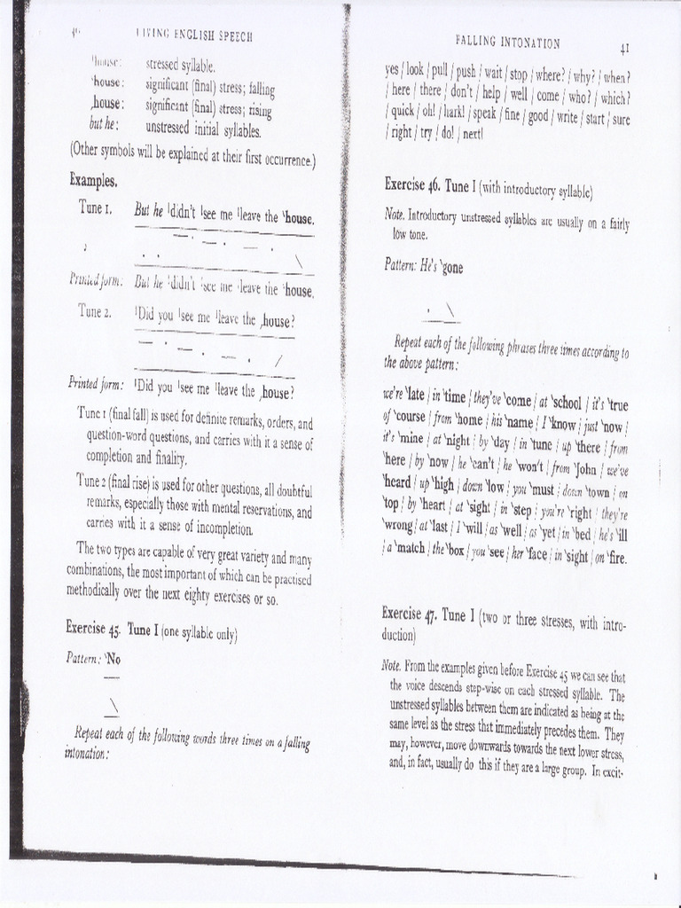 Falling Intonation - Exercises | PDF