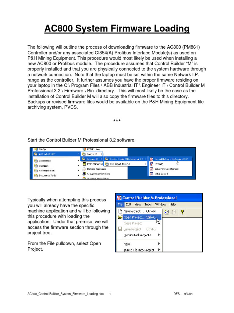 AC800 Control-Builder System Firmware Loading | PDF | Laptop | Office ...