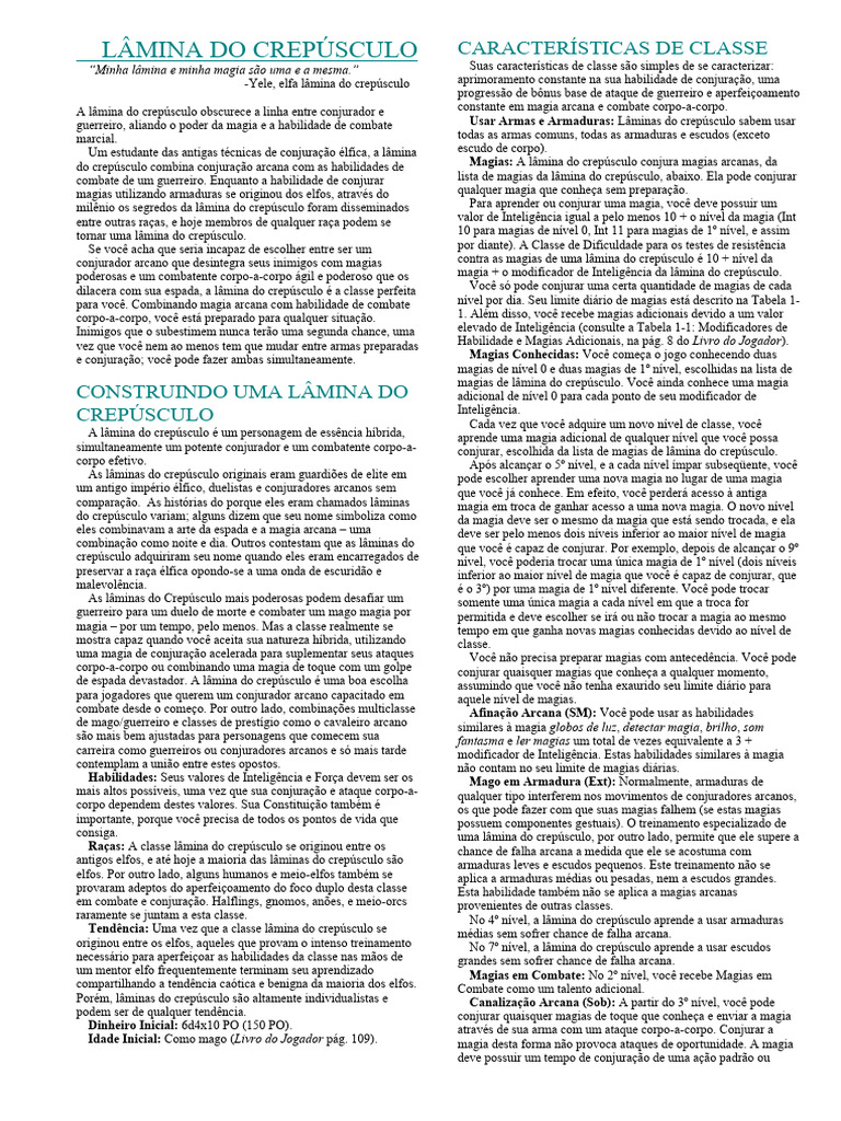 A Lamina Do Crepusculo - Players Handbook II | PDF | Espada | Mágico ...