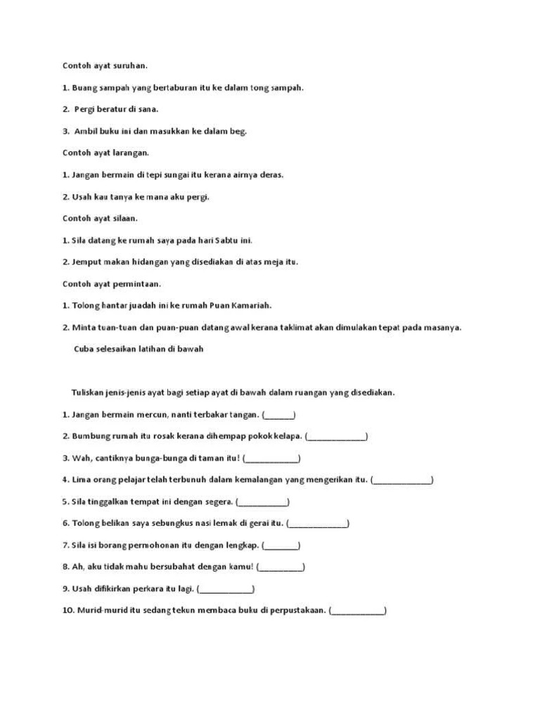 Latihan Ayat Suruhan Dan Ayat Permintaan | PDF