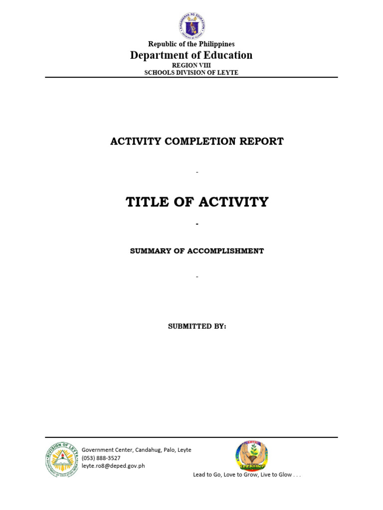 Activity Completion Report Accomplishment Report | PDF