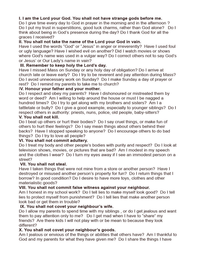 Examination of Conscience and Confession | PDF | Penance | Confession ...