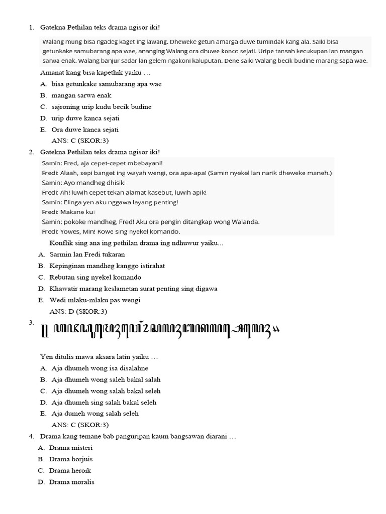 Drama Kang Temane Bab Panguripan Kaum Bangsawan Diarani | PDF