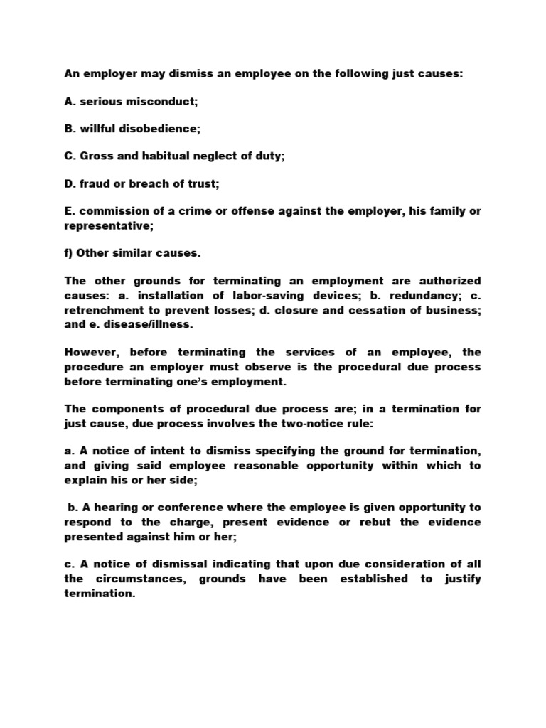 Termination of Employment | PDF | Employment | Breach Of Contract