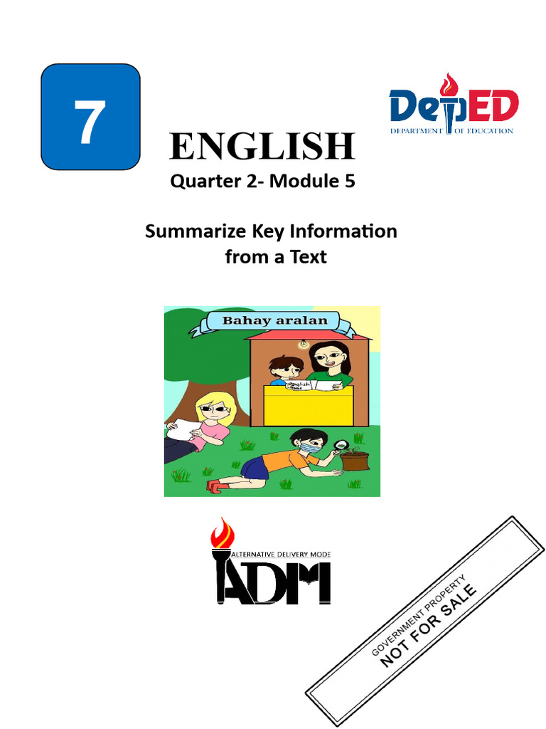 English 7-Quarter 2-Module 5 (3) .PPTX Summarizing A Text | PDF ...