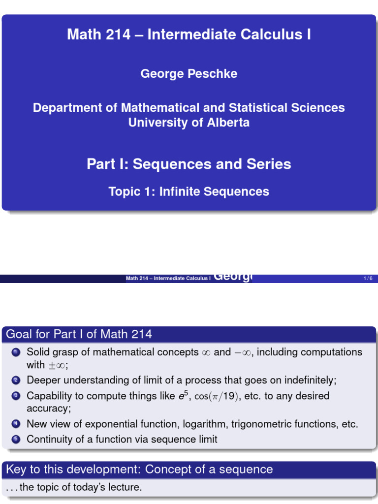 Intermediate Calculus: Sequences & Series | PDF | Sequence | Mathematics