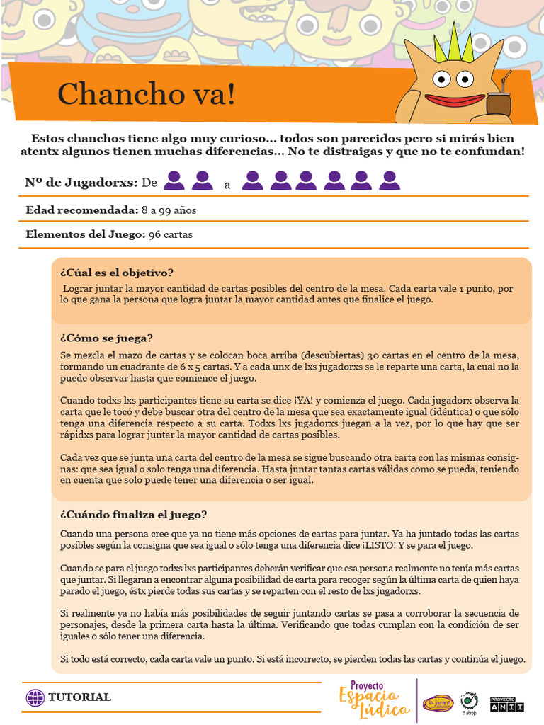 Reglas del juego Chancho Va | PDF