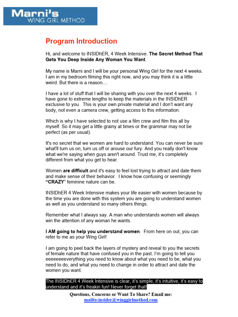 INSIDhER: 4-Week Women's Attraction Guide | PDF