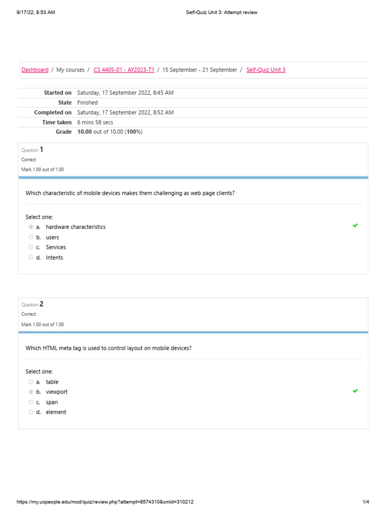 Self-Quiz Unit 3 - Attempt Review | PDF | Computing | Software Self-Quiz Unit 3 - Attempt Review | PDF | Computing | Software
