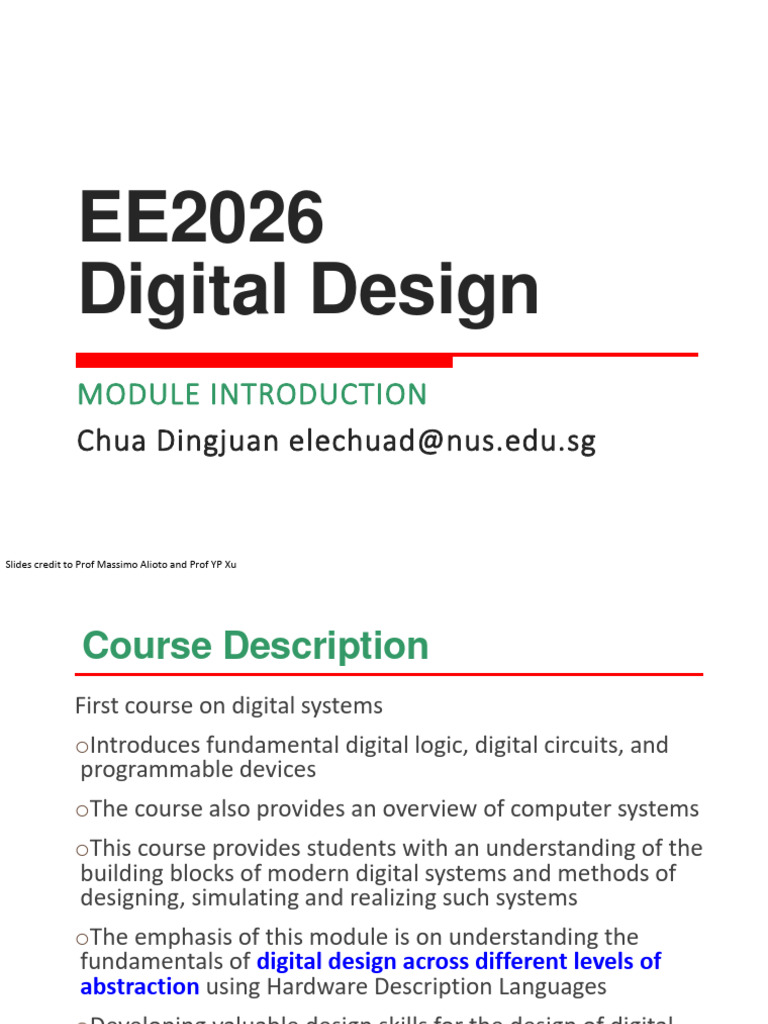 EE2026 L0 ModuleIntro | PDF | Digital Electronics | Hardware Description Language