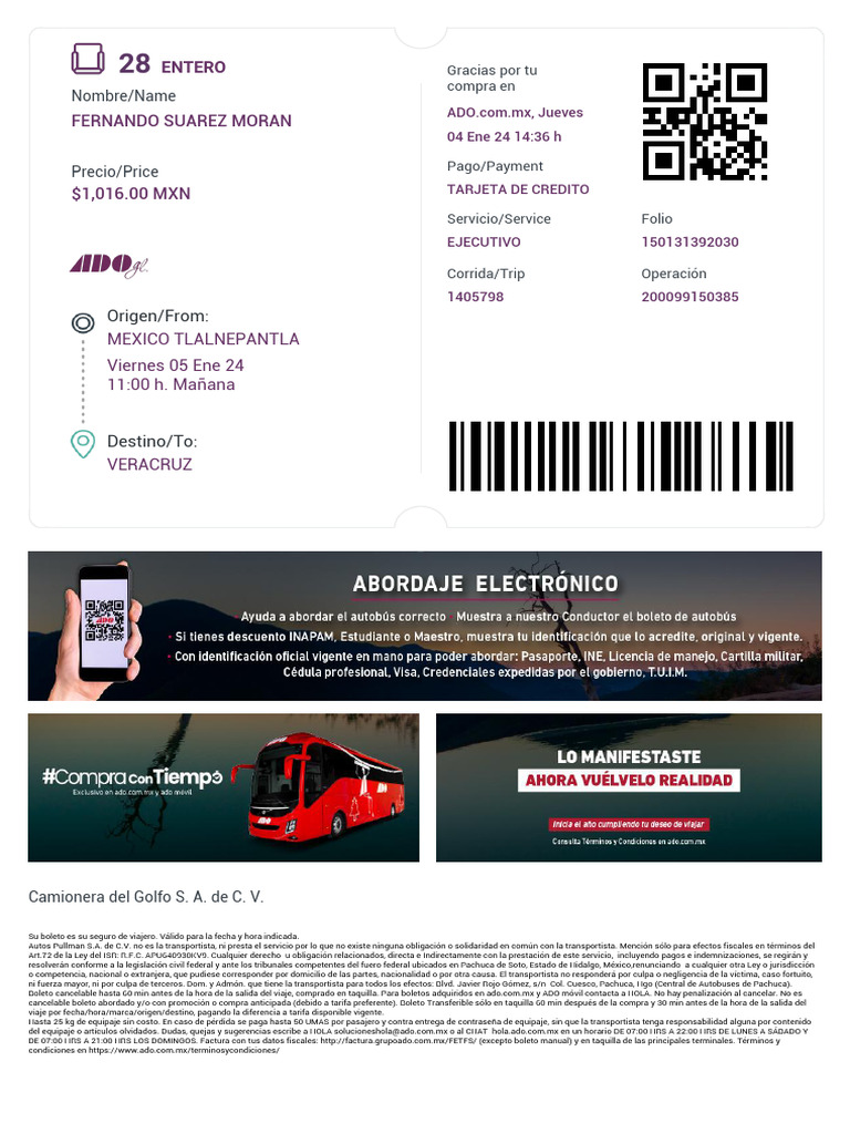 Tu Boleto ADO | PDF