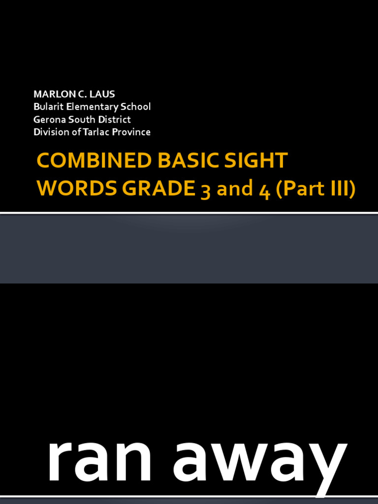 Combined Basic Sight Words Grade 3 and 4 Part III | PDF