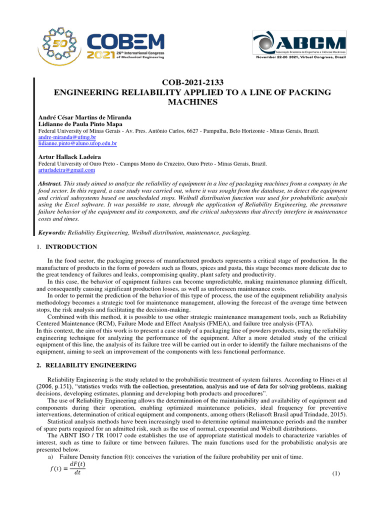 Cob 2021 2133 | PDF | Reliability Engineering | Statistics
