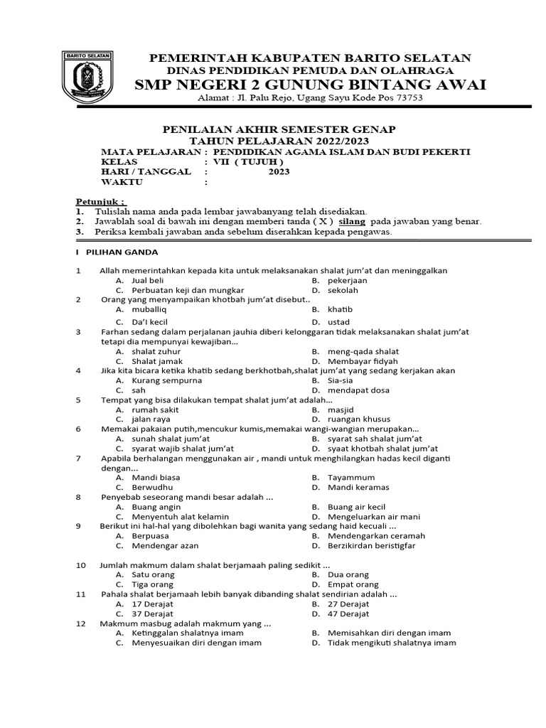 Soal Pai KLS 7 | PDF