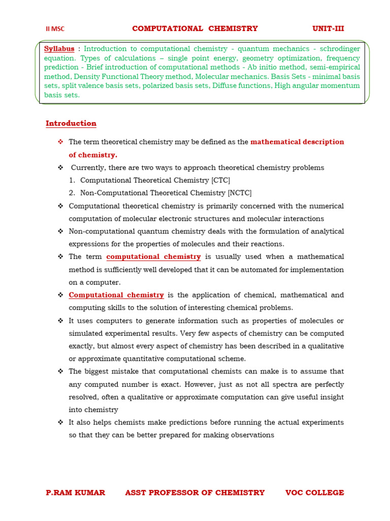 Basis Set | PDF | Computational Chemistry | Chemistry
