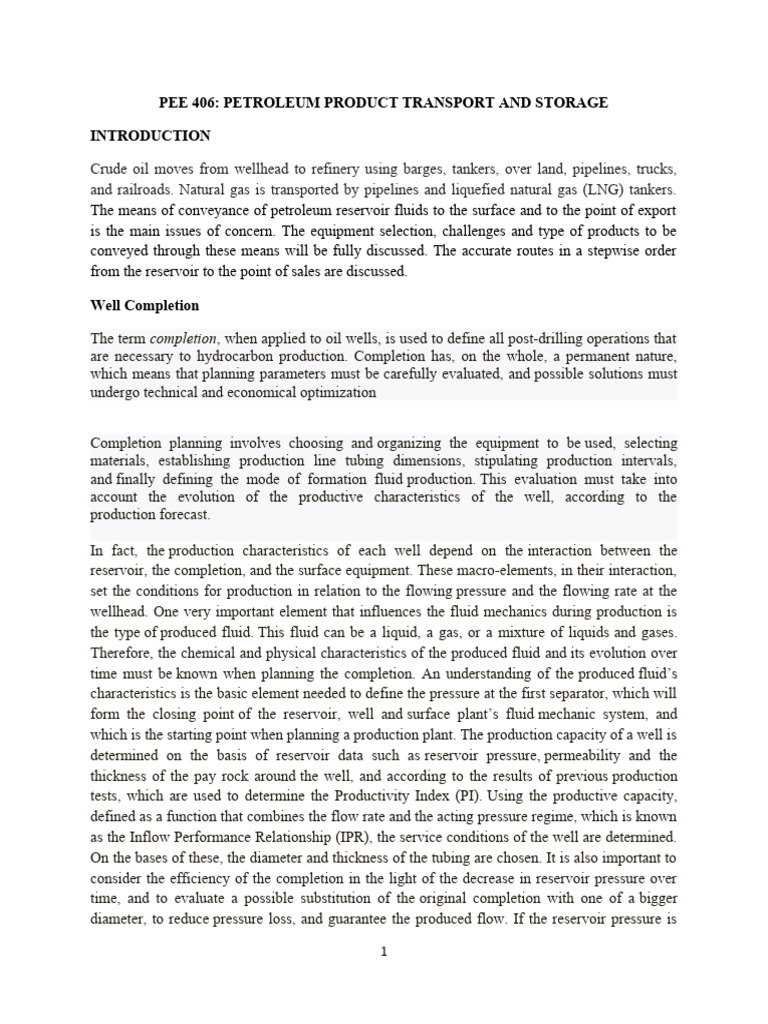 Petroleum Transport and Storage Overview | PDF | Casing (Borehole ...