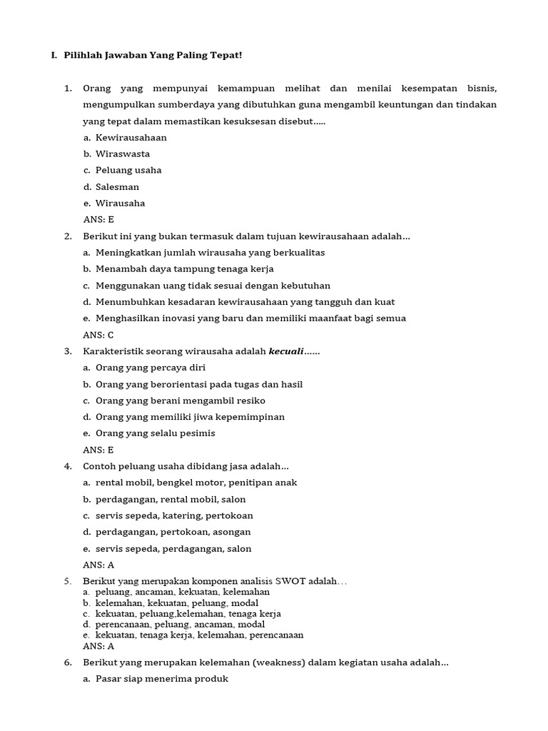 Soal Xi Pkwu 2023 Pengetahuan | PDF