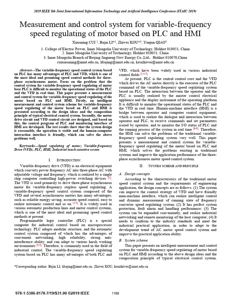 PLC and HMI-Based Motor Speed Control System | PDF | Programmable Logic ...