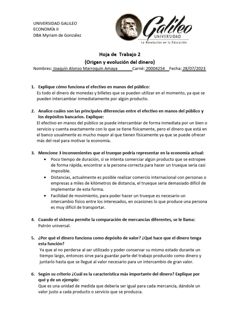 Hoja - 2 ECO2 | PDF | Dinero | Permuta