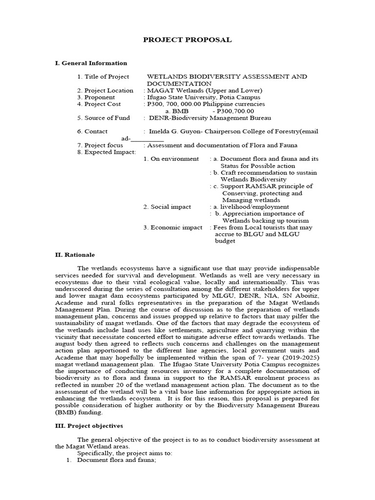 PROJECT PROPOSAL Ramsar | PDF | Wetland | Biodiversity