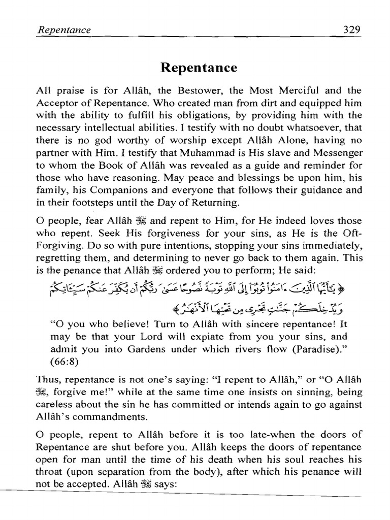 Friday Sermons Repentance | PDF | Penance | Abrahamic Religions