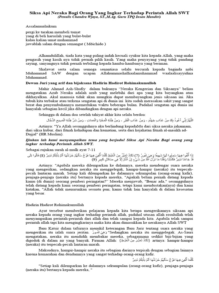 Peringatan Siksa Neraka | PDF