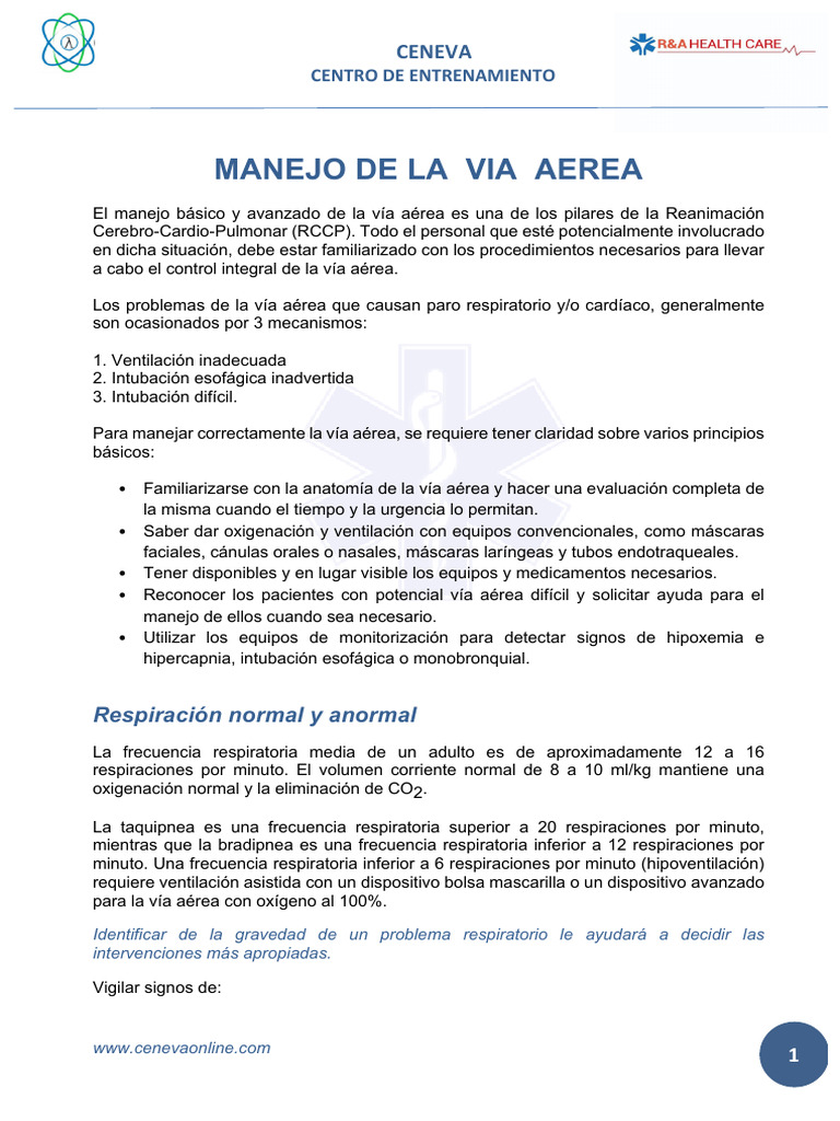 Acls Manejo Basico de La via Aerea Rya Health Care | PDF | Sistema ...