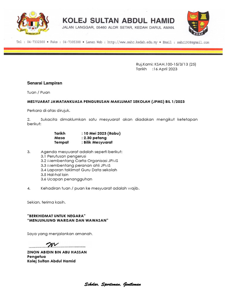 Mesyuarat JPMS | PDF
