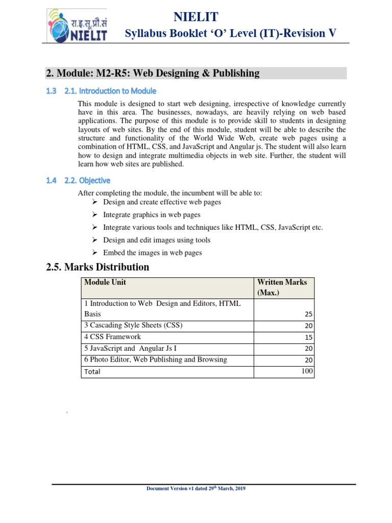 O Level M2-R5 Web Design Syllabus | PDF | World Wide Web | Internet & Web