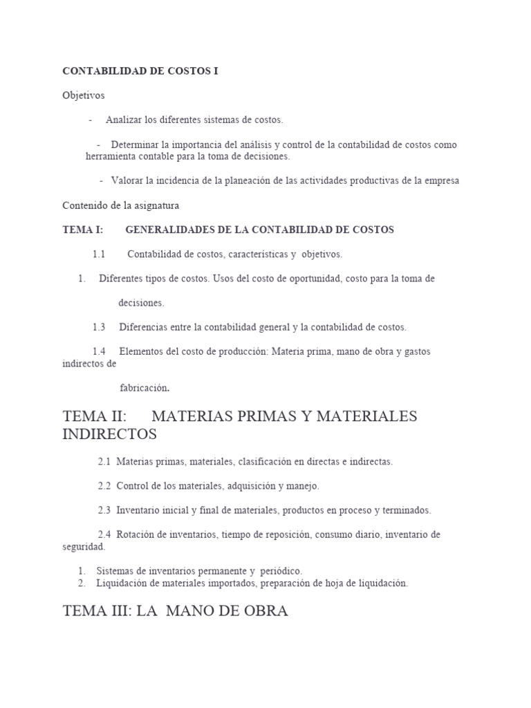 Costos_I_Contenido | PDF | Contabilidad de costos | Contabilidad