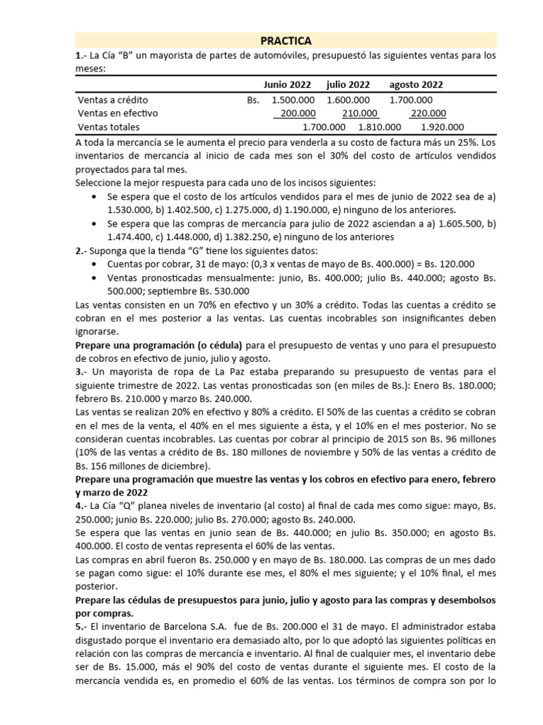 EJERCICIOS | PDF | Presupuesto | Economias