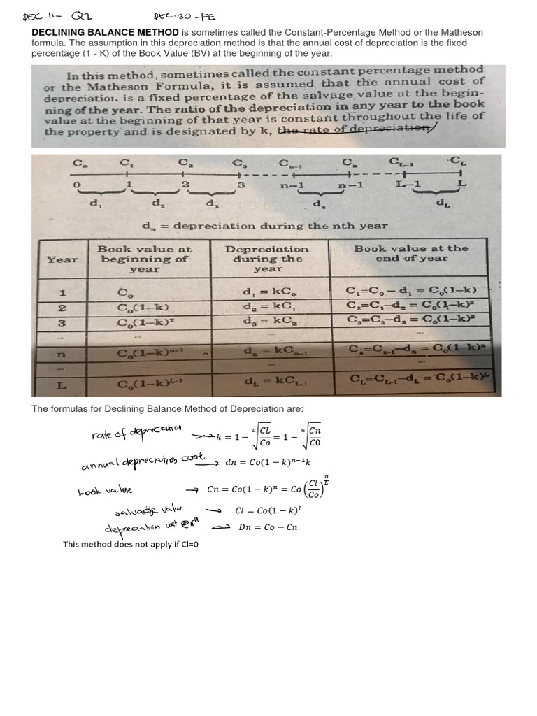 DECLINING BALANCE METHOD Is Sometimes Called The Constant | PDF | Depreciation | Book Value