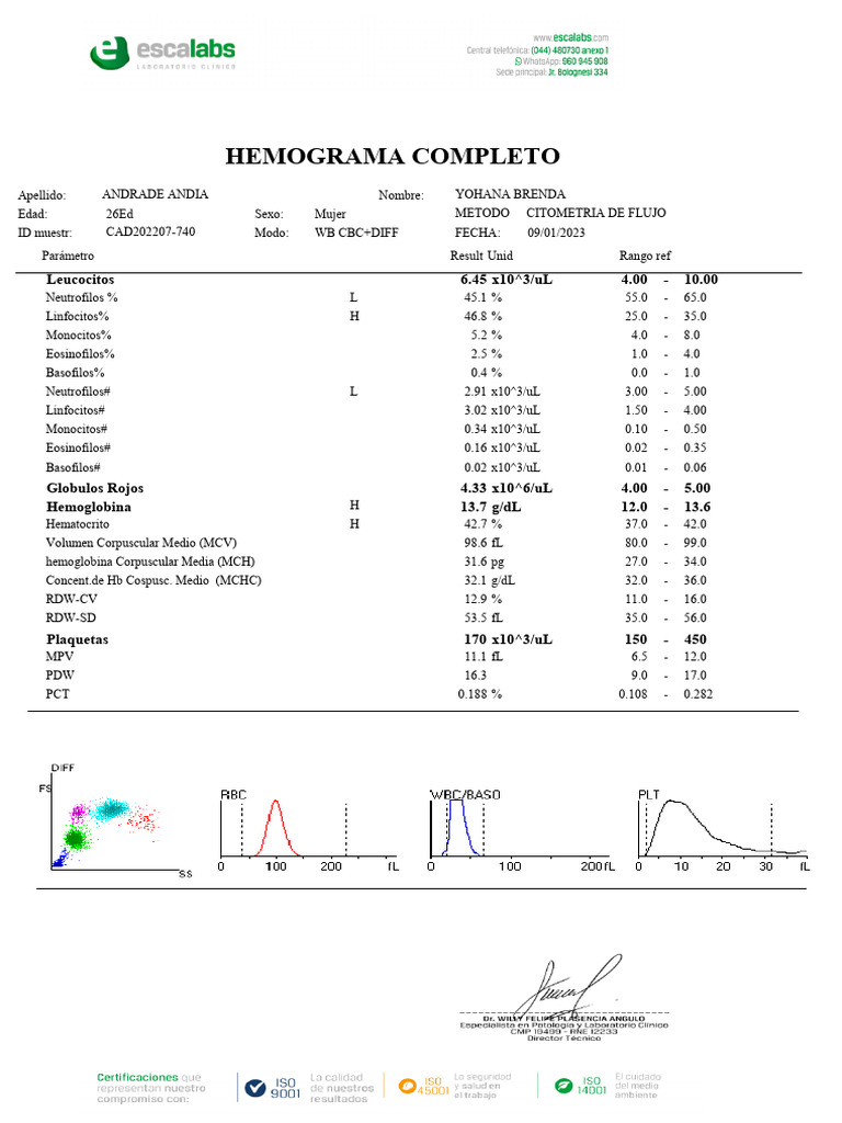 Hemograma Completo Y Factor Yohana Andrade Pdf Fluidos Corporales