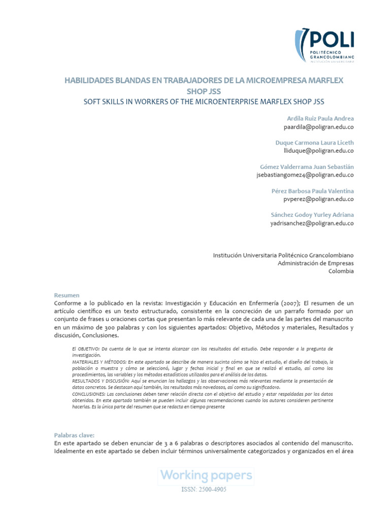 ANEXO 1. Formato de Working Papers - Introducción | Descargar gratis ...