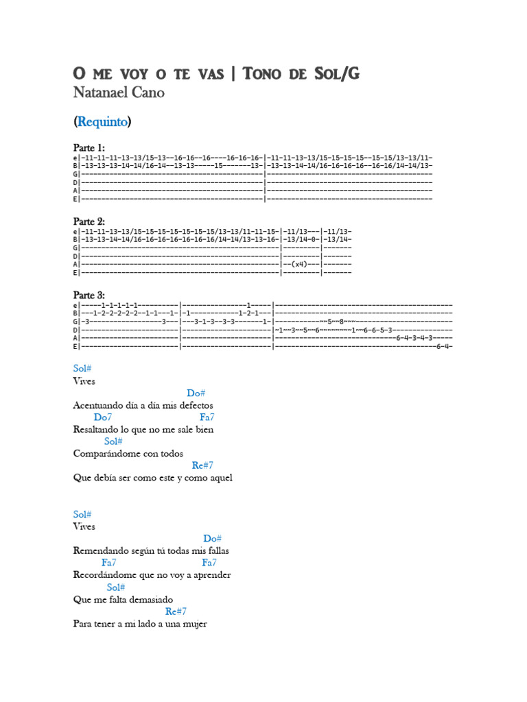 O Me Voy o Te Vas - Natanael Cano | PDF