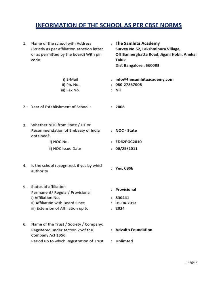 Samhita Academy School Overview | PDF