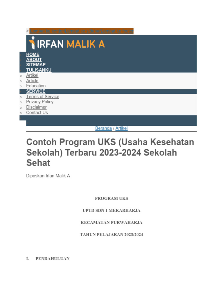 Program UKS SDN 1 Mekarharja 2023/2024 | PDF