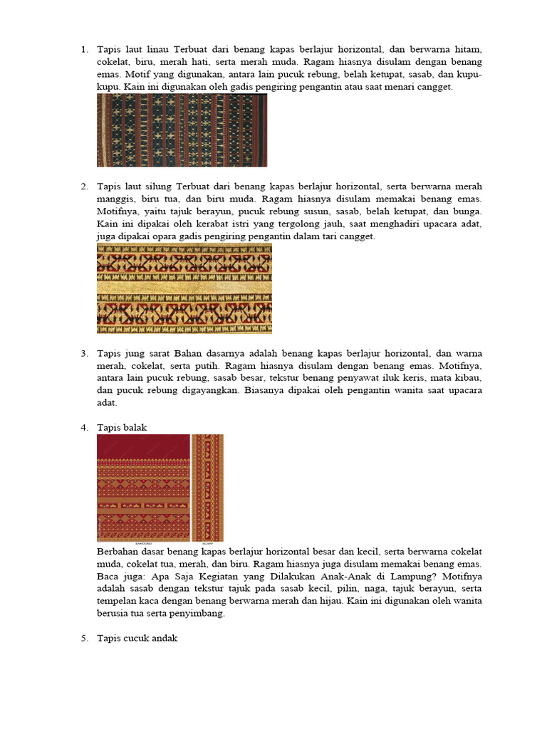 Tapis Laut Linau Terbuat Dari Benang Kapas Berlajur Horizontal | PDF ...