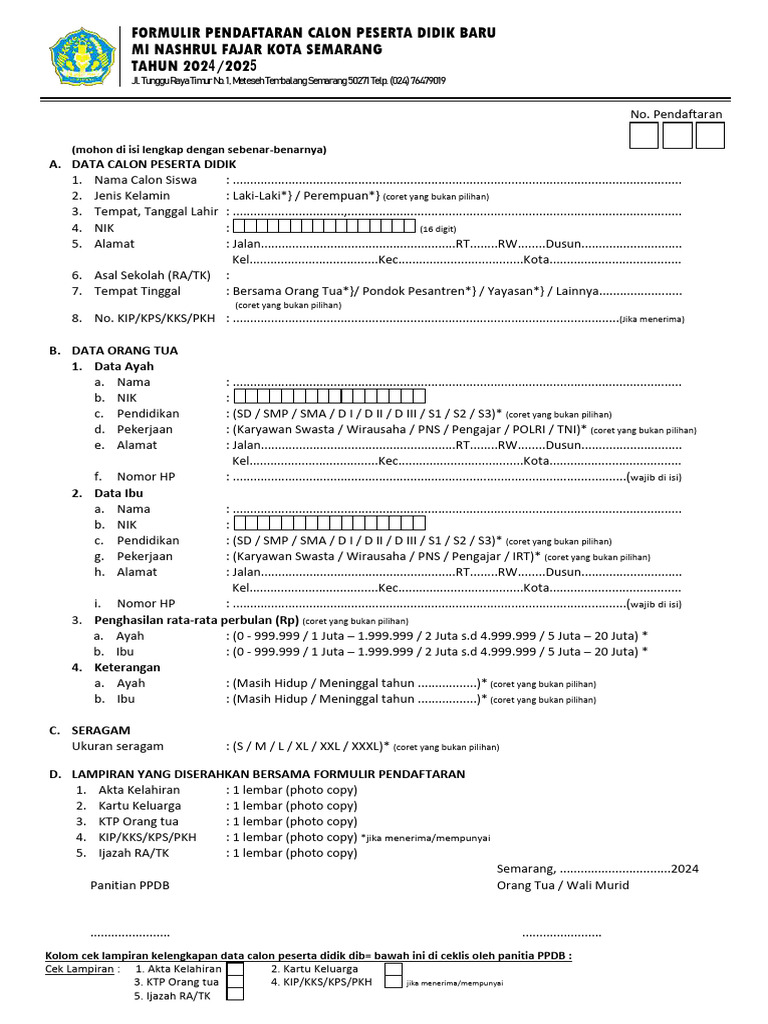 Formulir Pendf | PDF