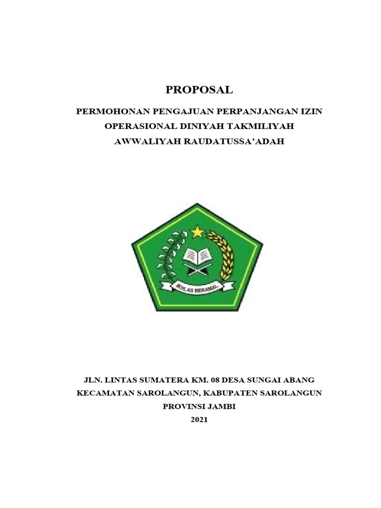 Proposal Perpanjangan Izin Raudatussaadah | PDF