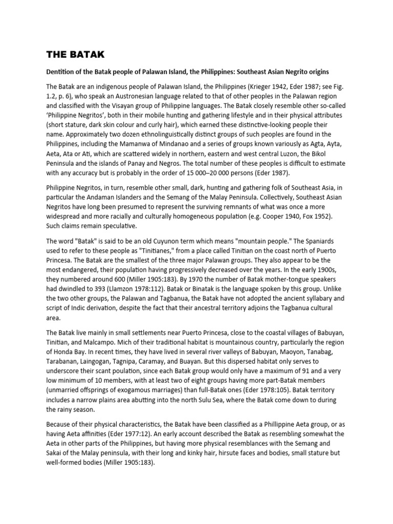 The Batak People of Palawan, Philippines | PDF | Religion & Spirituality