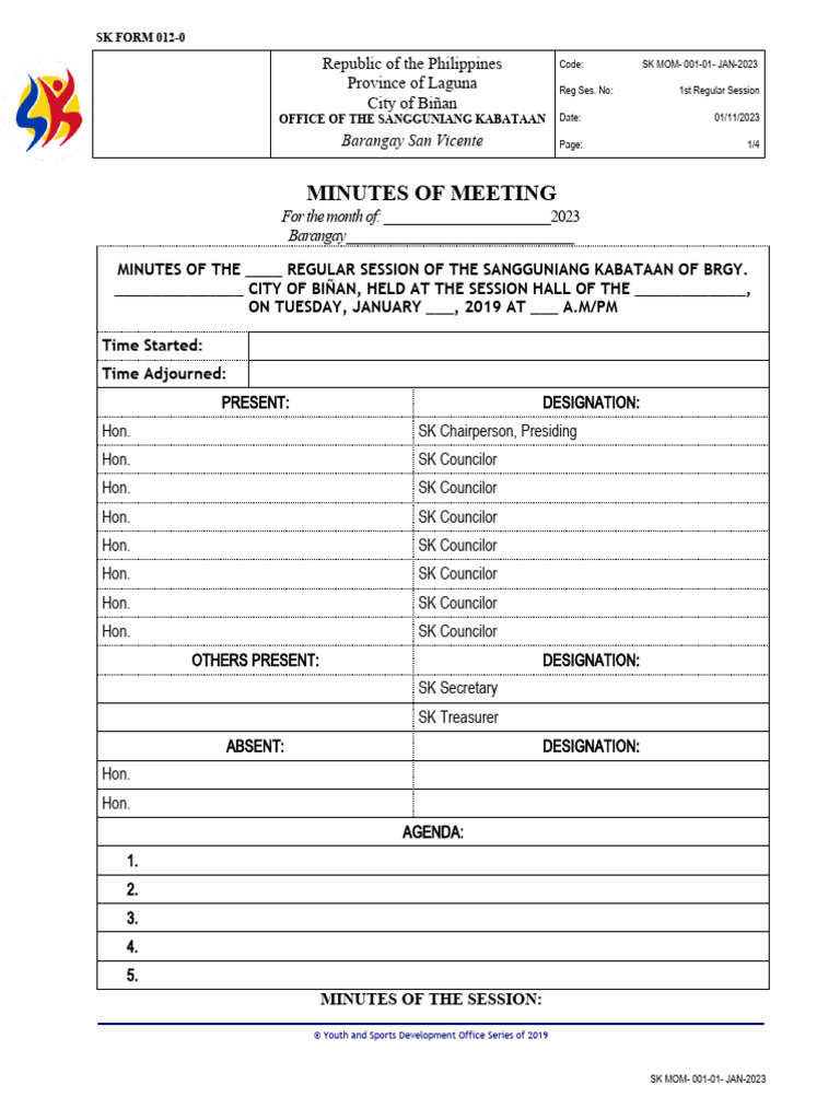 SK Meeting Minutes Jan 2023 | PDF | Government