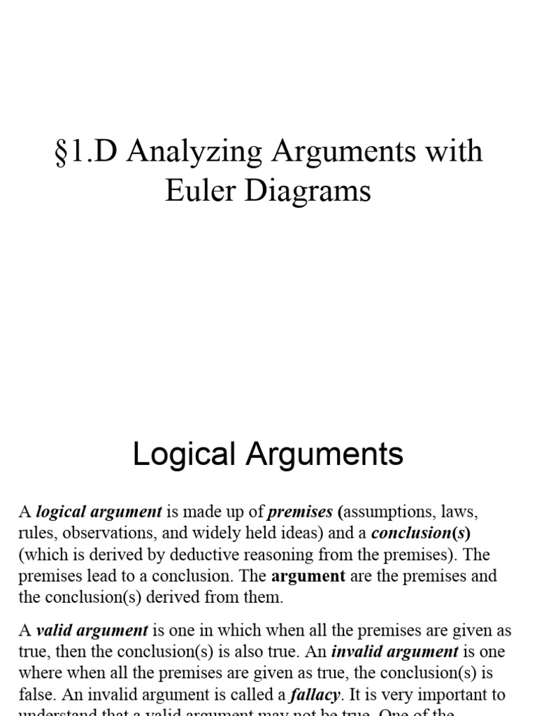Section 1.D Analyzing Arguments With Euler Diagrams | PDF | Argument ... Section 1.D Analyzing Arguments With Euler Diagrams | PDF | Argument ...