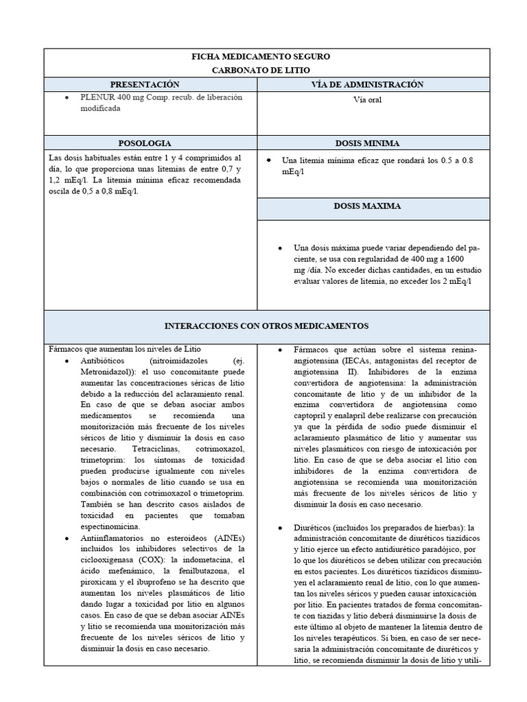 Carbonato de Litio | PDF | Droga anti-inflamatoria libre de esteroides ...