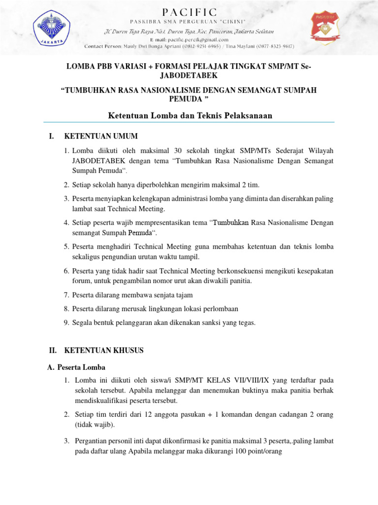 Petunjuk Pelaksanaan Lomba PBB Dan Variasi | PDF