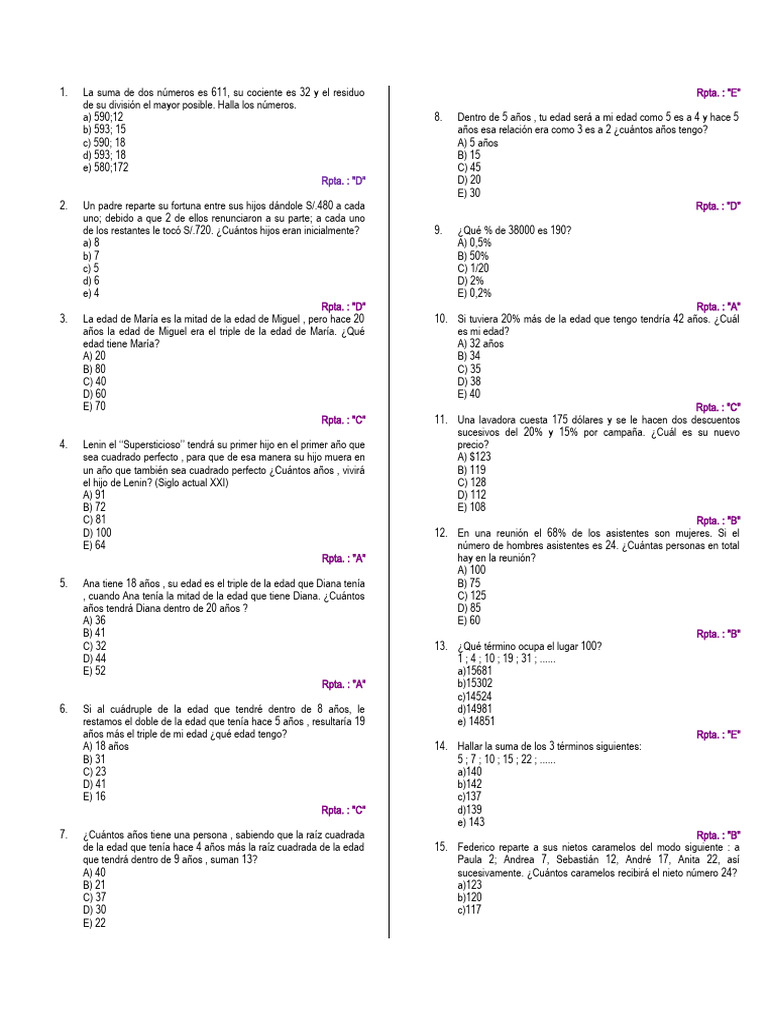 Preguntas para Simulacro 1 | PDF
