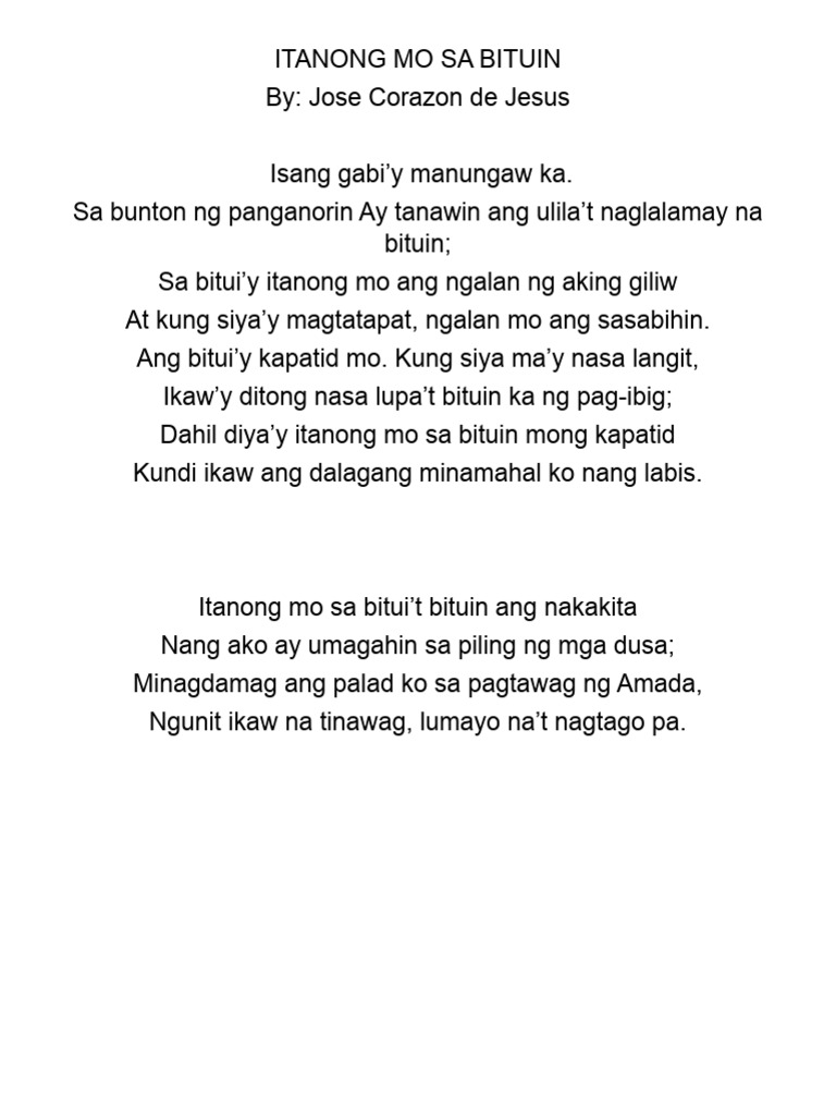 Itanong Mo Sa Bituin | PDF